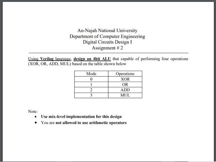 An-Najah National University Department of Computer | Chegg.com