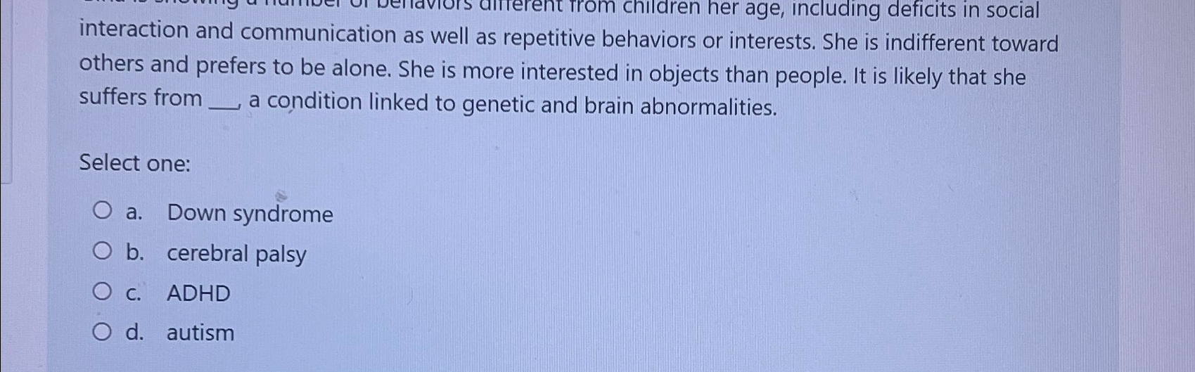 Solved interaction and communication as well as repetitive | Chegg.com