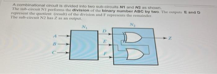 Solved A combinational circuit is divided into two | Chegg.com