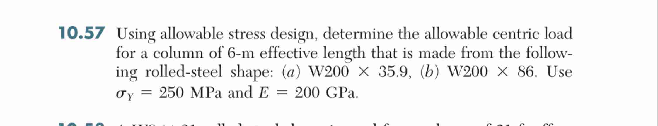 Solved 10.57 ﻿Using allowable stress design, determine the | Chegg.com
