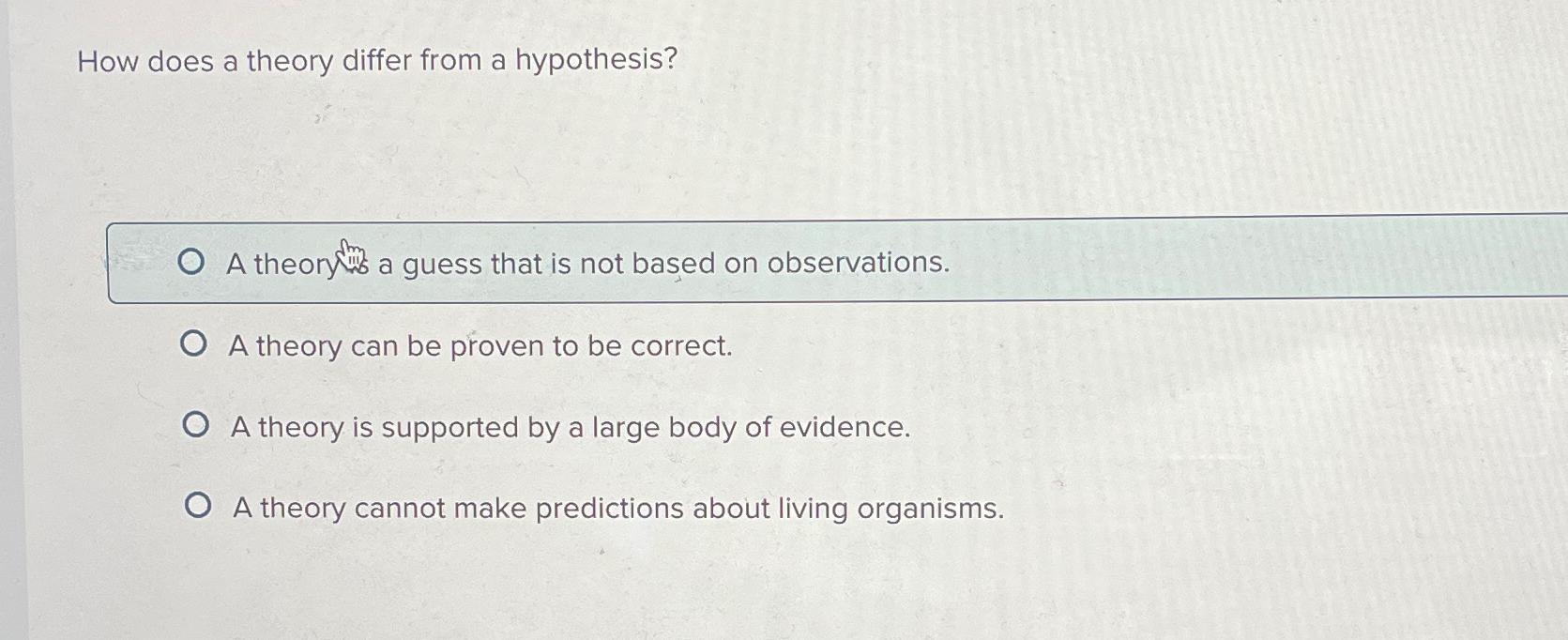 Solved How does a theory differ from a hypothesis?A theory | Chegg.com