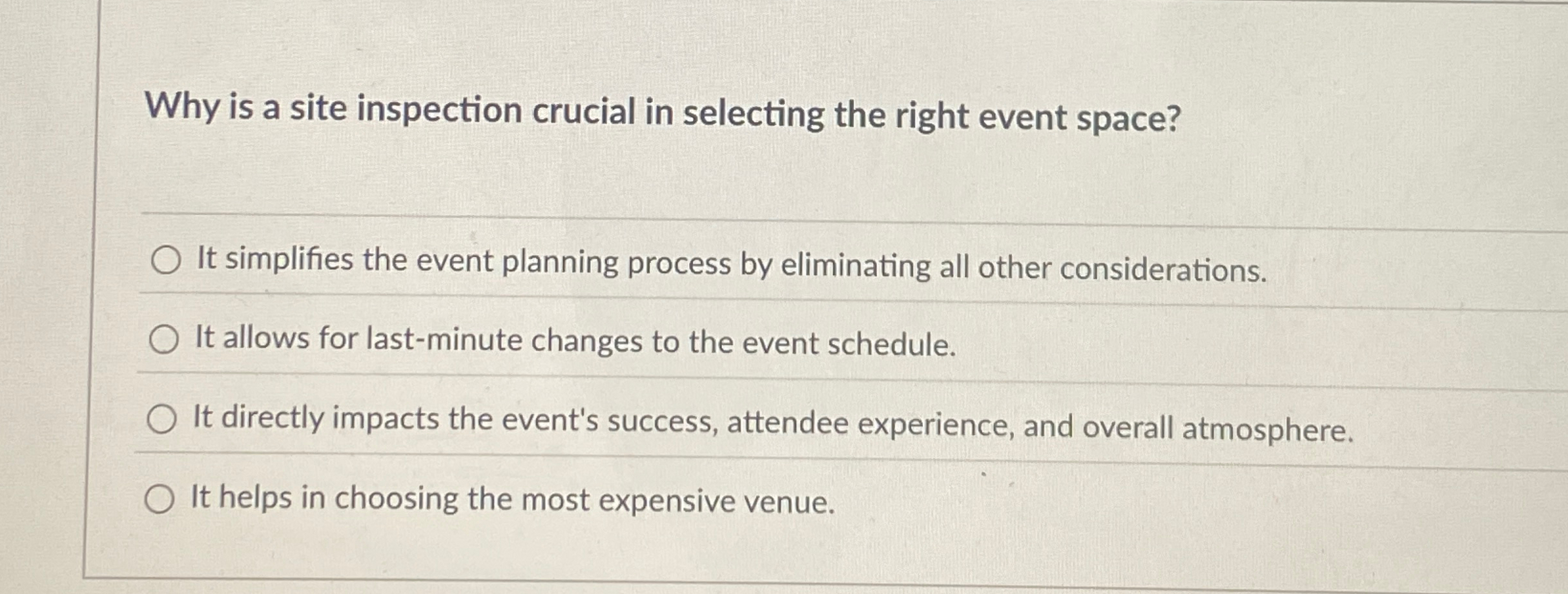Solved Why is a site inspection crucial in selecting the | Chegg.com
