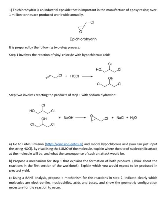 1) Epichlorohydrin is an industrial epoxide that is | Chegg.com