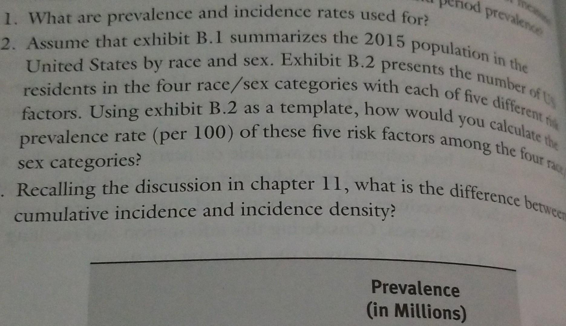 Solved 1. What are prevalence and incidence rates used for? | Chegg.com