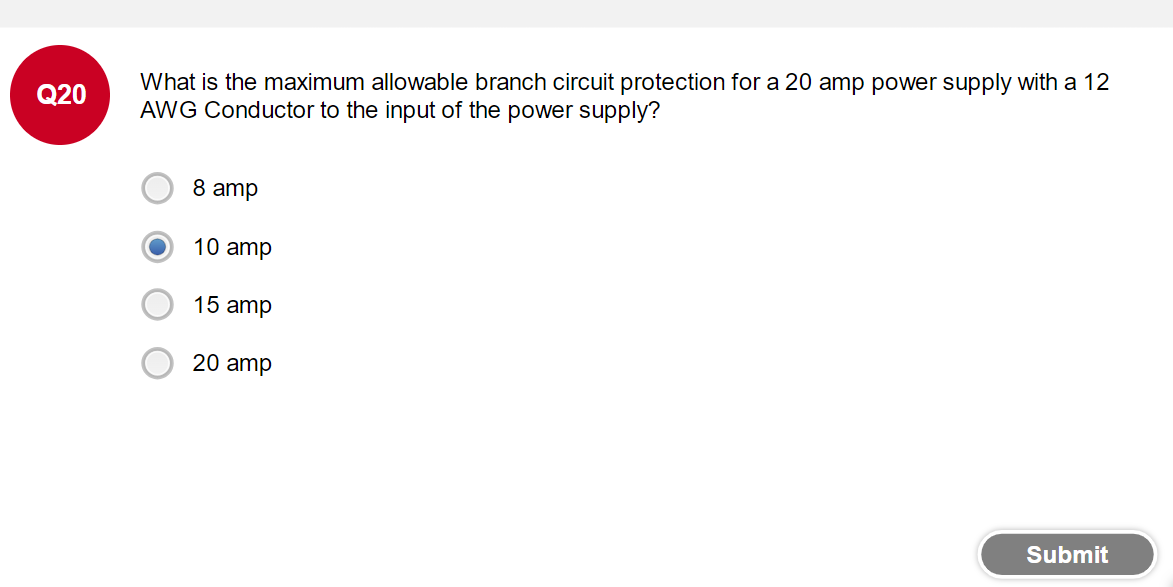 Solved Q20 ﻿What is the maximum allowable branch circuit | Chegg.com