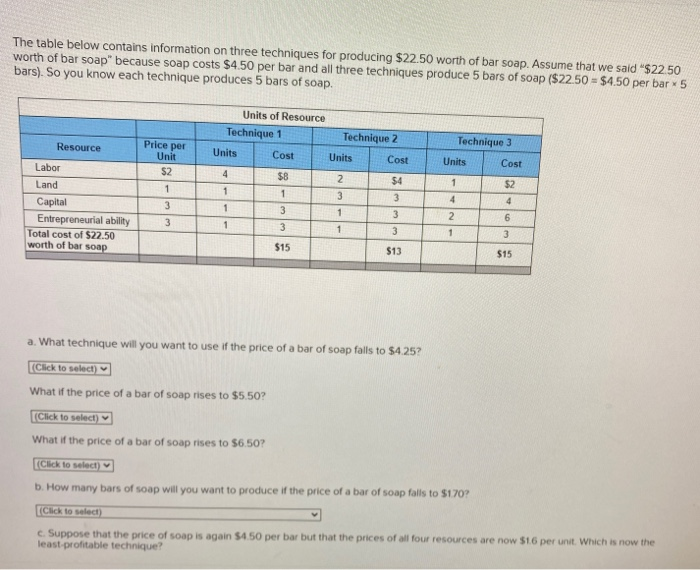 Solved The table below contains information on three | Chegg.com