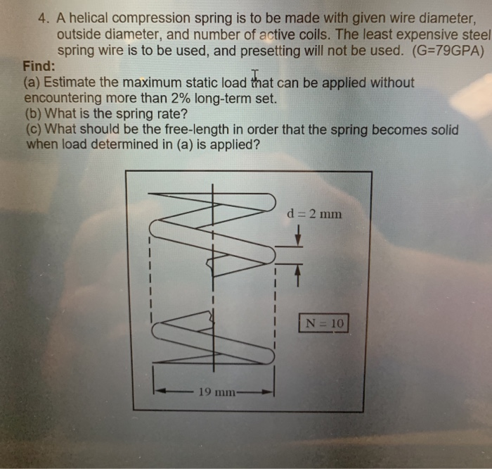 Solved 4. A helical compression spring is to be made with | Chegg.com