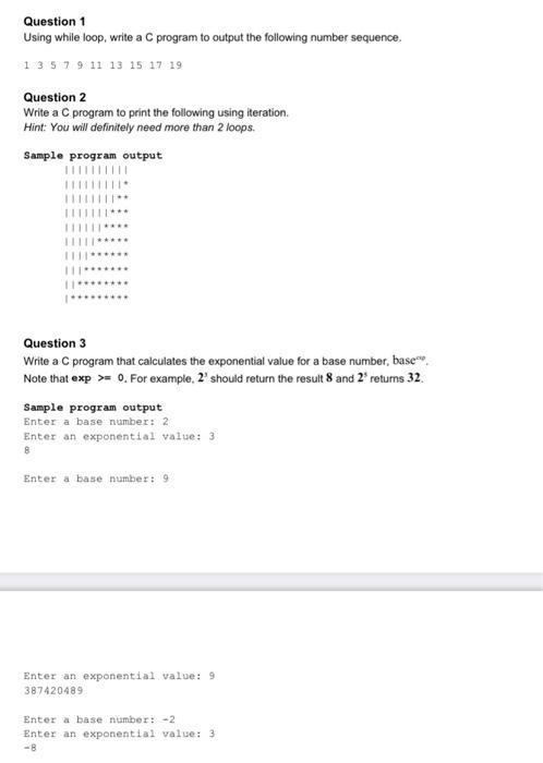 Solved Question 1 Using While Loop Write A C Program To 5533