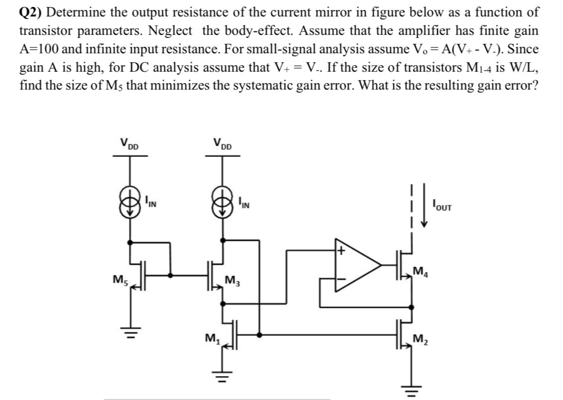 Solved Determine the output resistance of the current mirror | Chegg.com