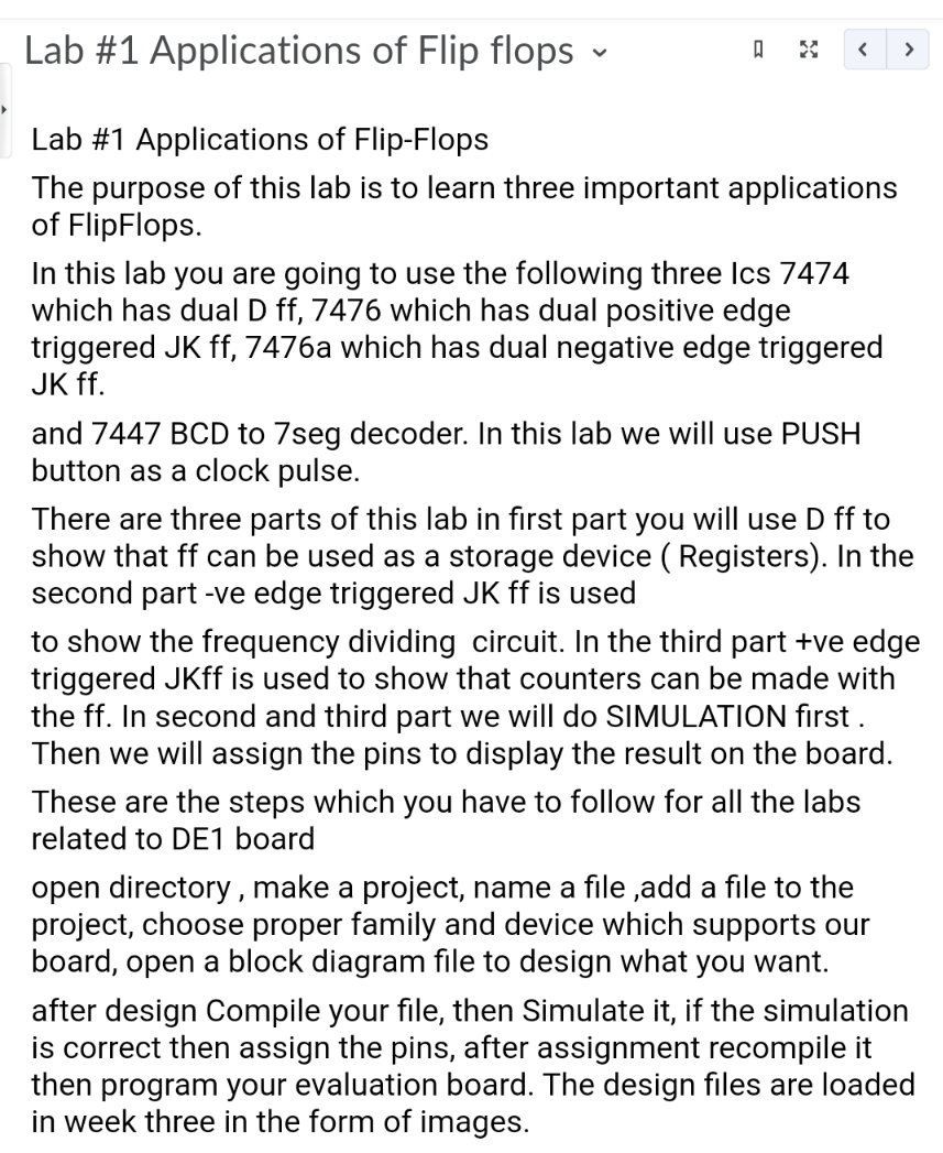 Lab #1 Applications of Flip flops ~ A Lab #1 | Chegg.com