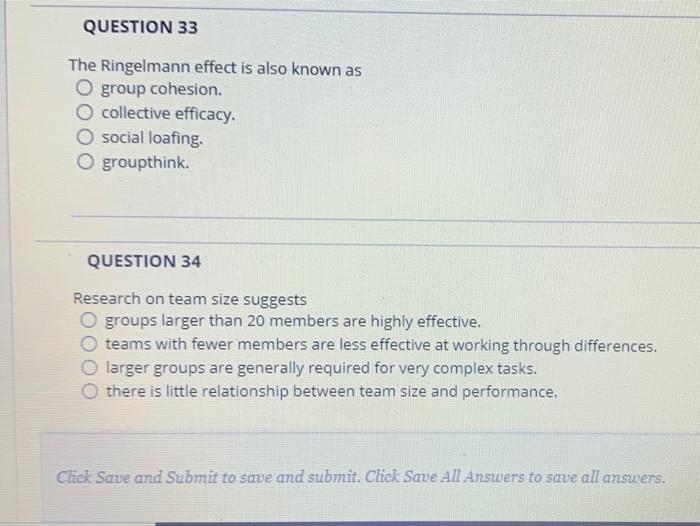 Solved QUESTION 33 The Ringelmann effect is also known as O | Chegg.com
