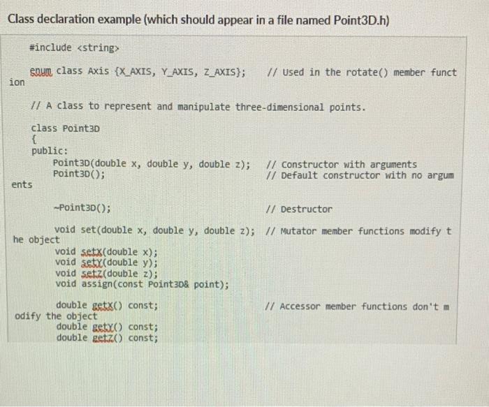 Solved Class declaration example (which should appear in a | Chegg.com
