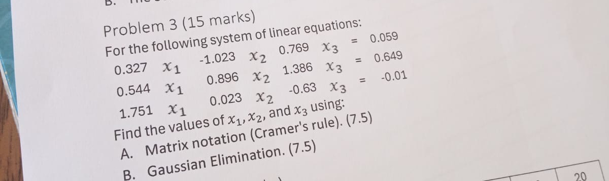 Problem 3 ( 15 ﻿marks)For the following system of | Chegg.com