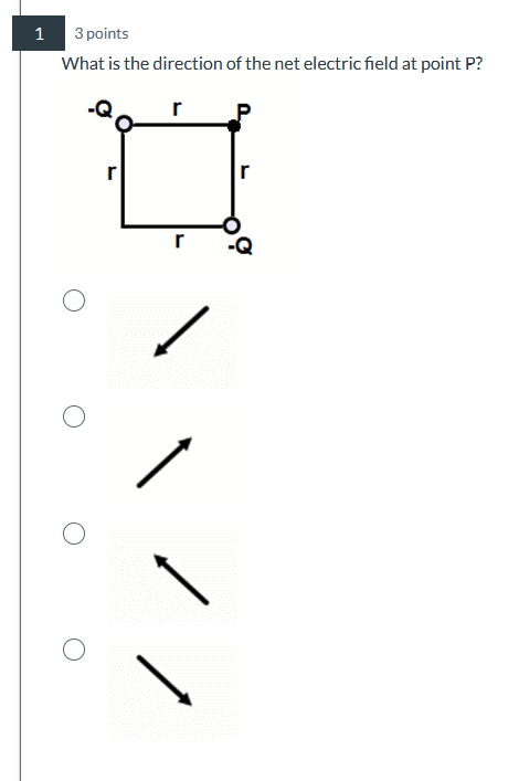 Solved What is the direction of the net electric field at | Chegg.com