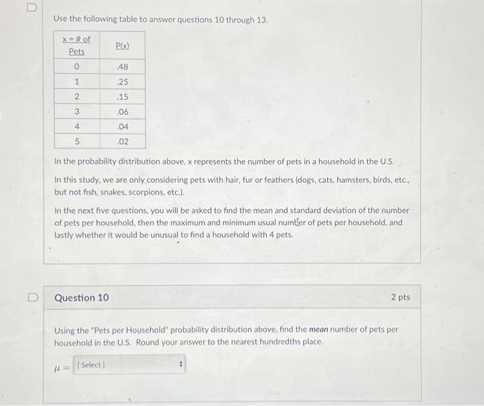 Solved Use the following table to answer questions 10 | Chegg.com