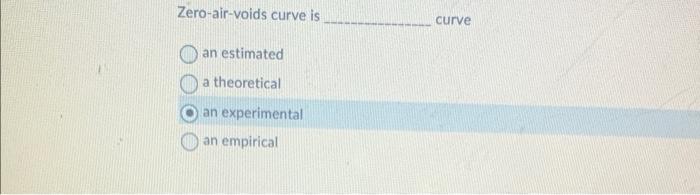 Solved Zero-air-voids curve is curve an estimated a | Chegg.com