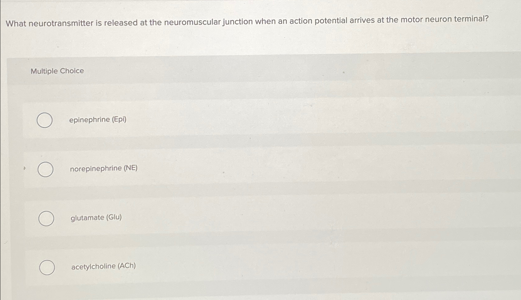 Solved What neurotransmitter is released at the | Chegg.com