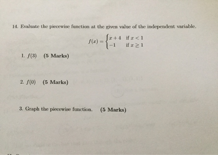 Solved 14. Evaluate the piecewise function at the given | Chegg.com