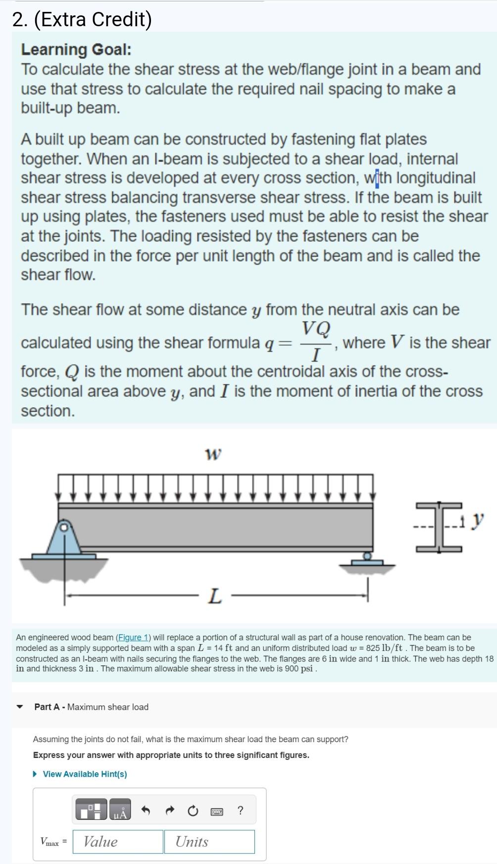 Solved Learning Goal: To calculate the shear stress at the | Chegg.com