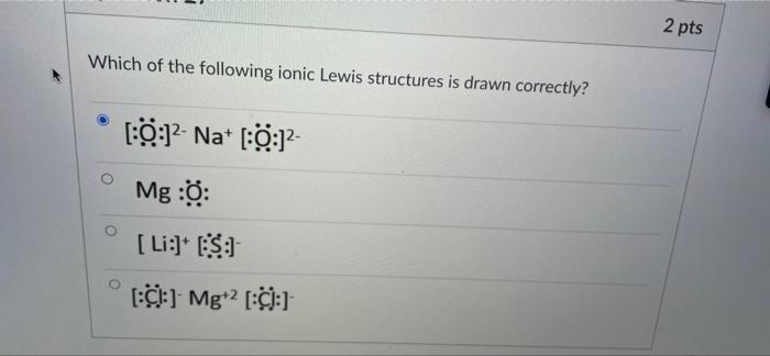 Solved Which of the following ionic Lewis structures is | Chegg.com