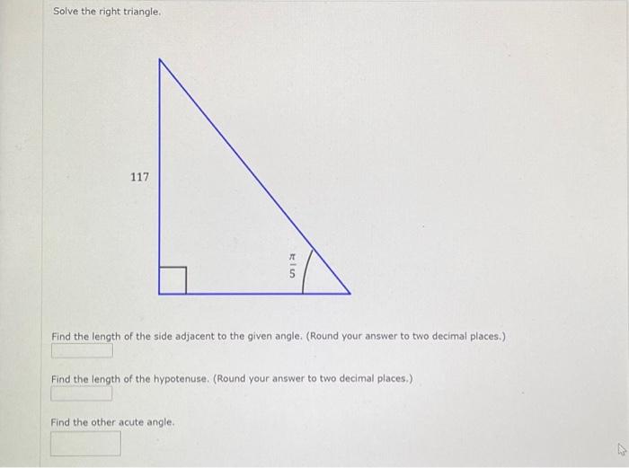 Solved Solve the right triangle. (a) Find the length of the | Chegg.com