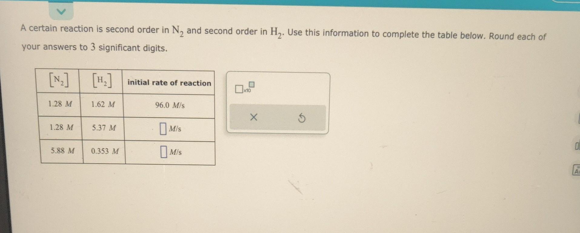 Solved A certain reaction is second order in N2 and second | Chegg.com