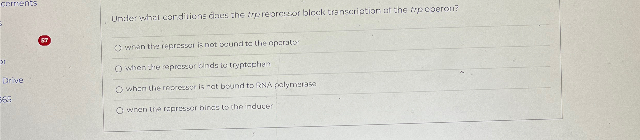 Solved Cementsunder What Conditions Does The Trp Repressor
