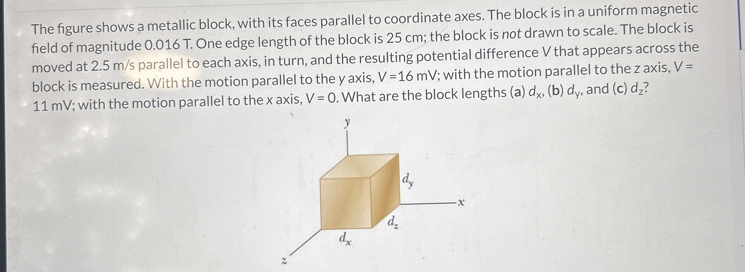 Solved The figure shows a metallic block, with its faces | Chegg.com
