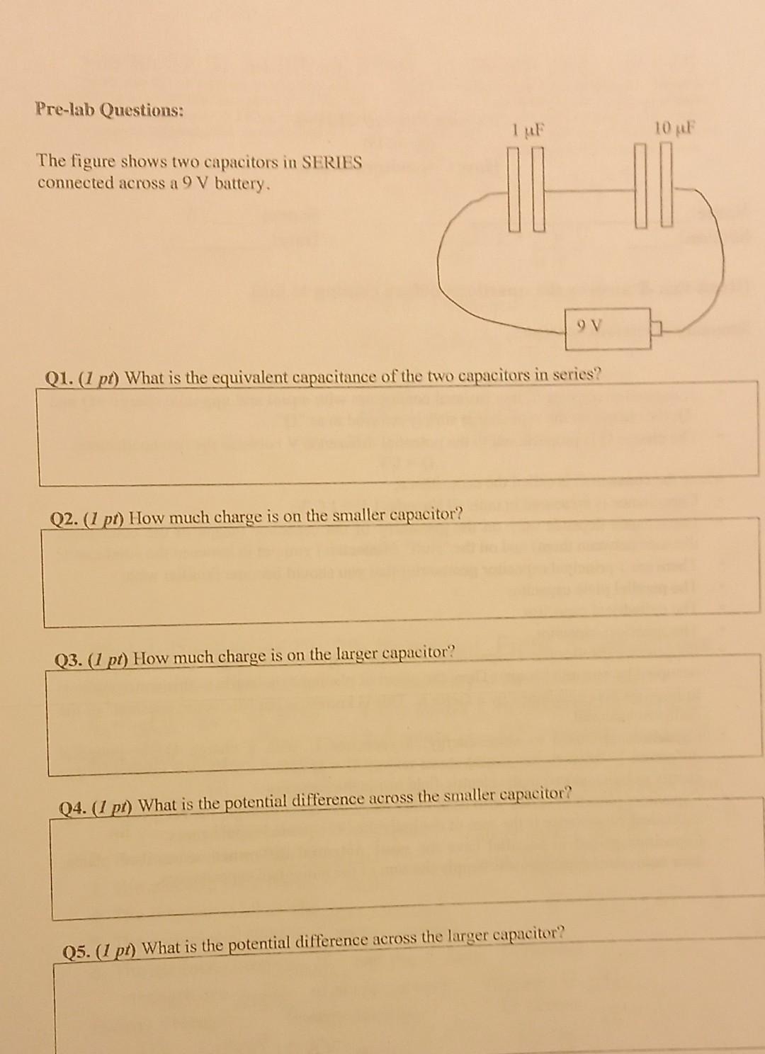 Solved Pre-lab Questions: The figure shows two capacitors in | Chegg.com Solved Pre-lab Questions: The figure shows two capacitors in | Chegg.com