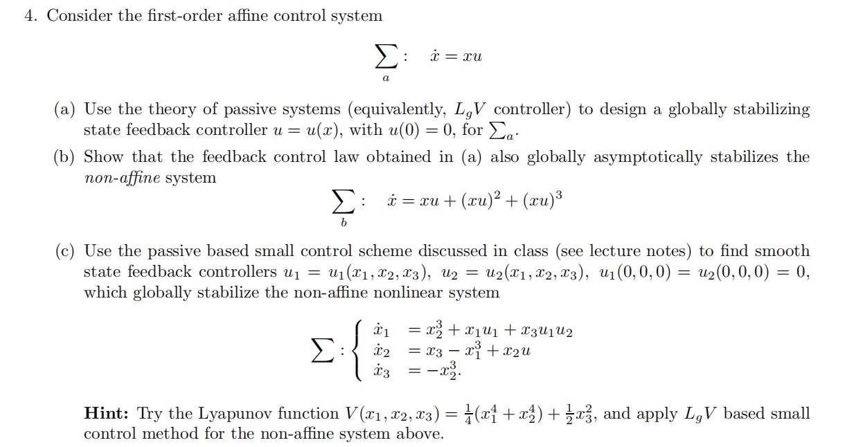 Solved Consider the first-order affine control | Chegg.com
