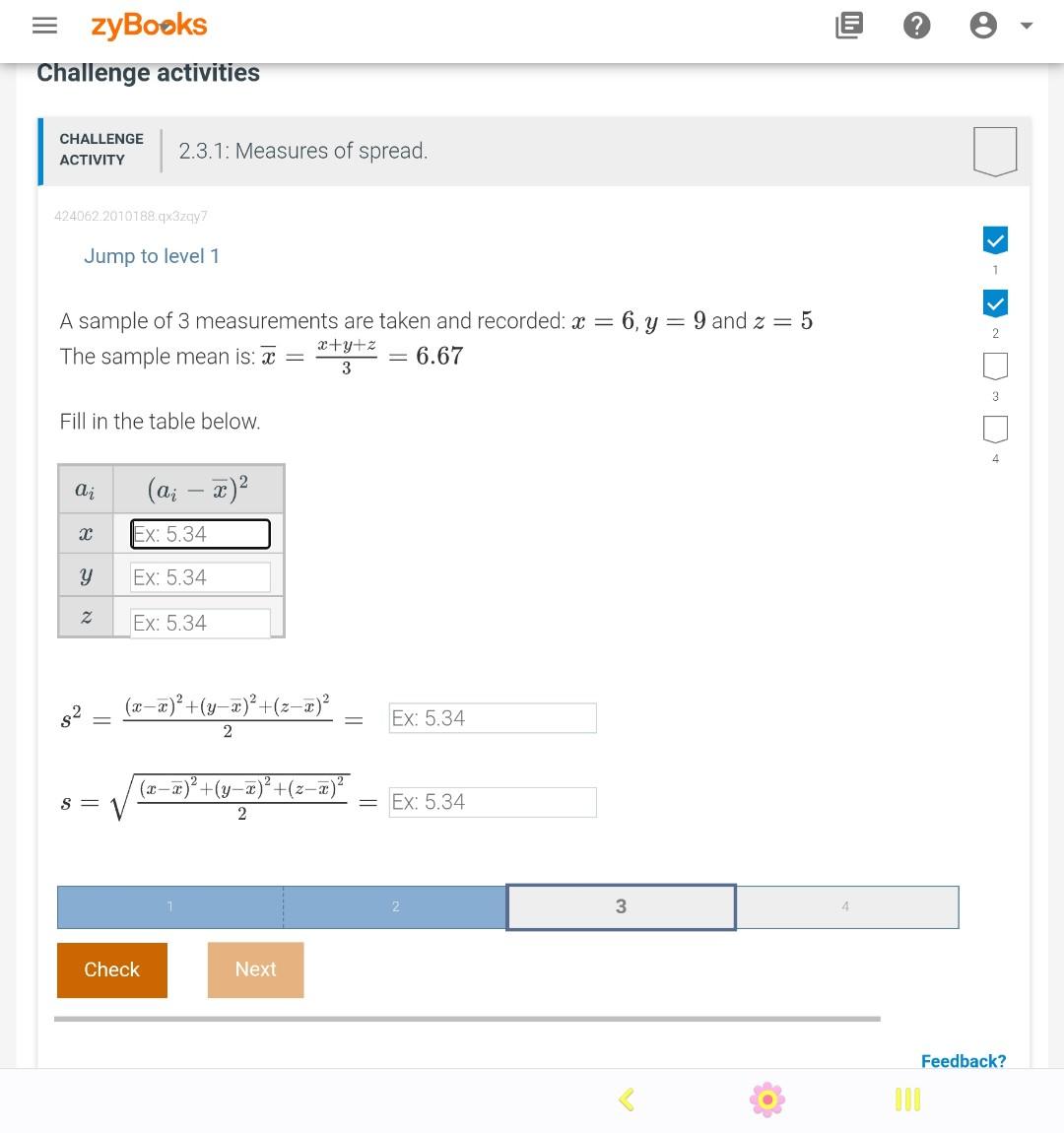 Solved A sample of 3 measurements are taken and recorded: | Chegg.com
