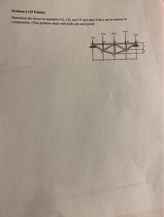 Solved Problem 6 (25 Points): Determine the forces in | Chegg.com