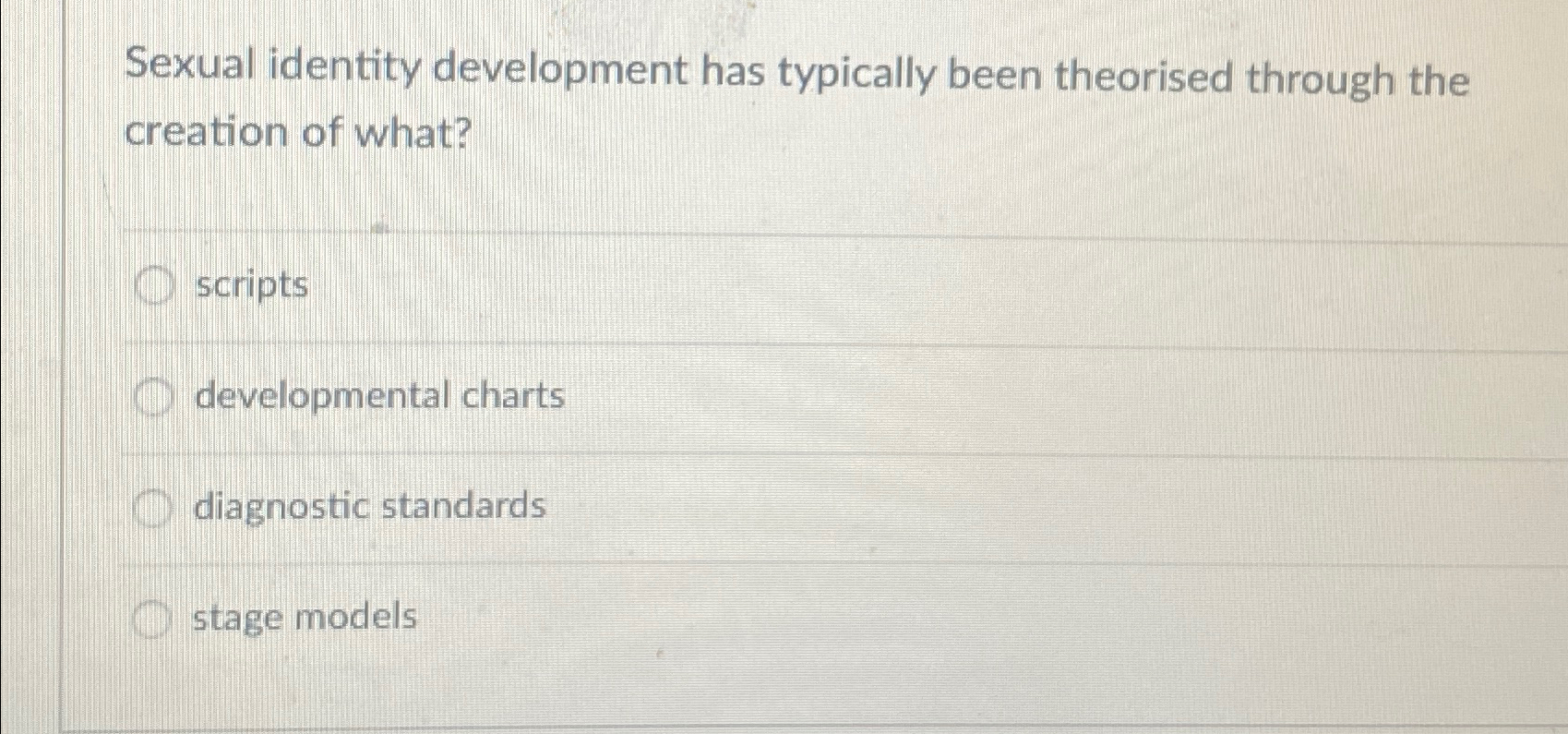 Solved Sexual identity development has typically been | Chegg.com