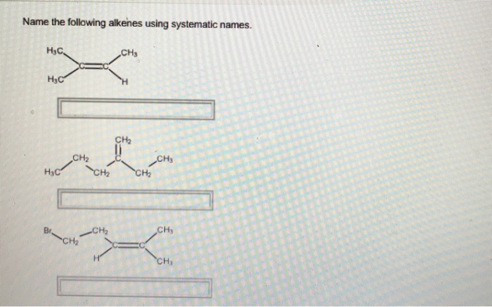 Solved Name the following alkenes using systematic names | Chegg.com