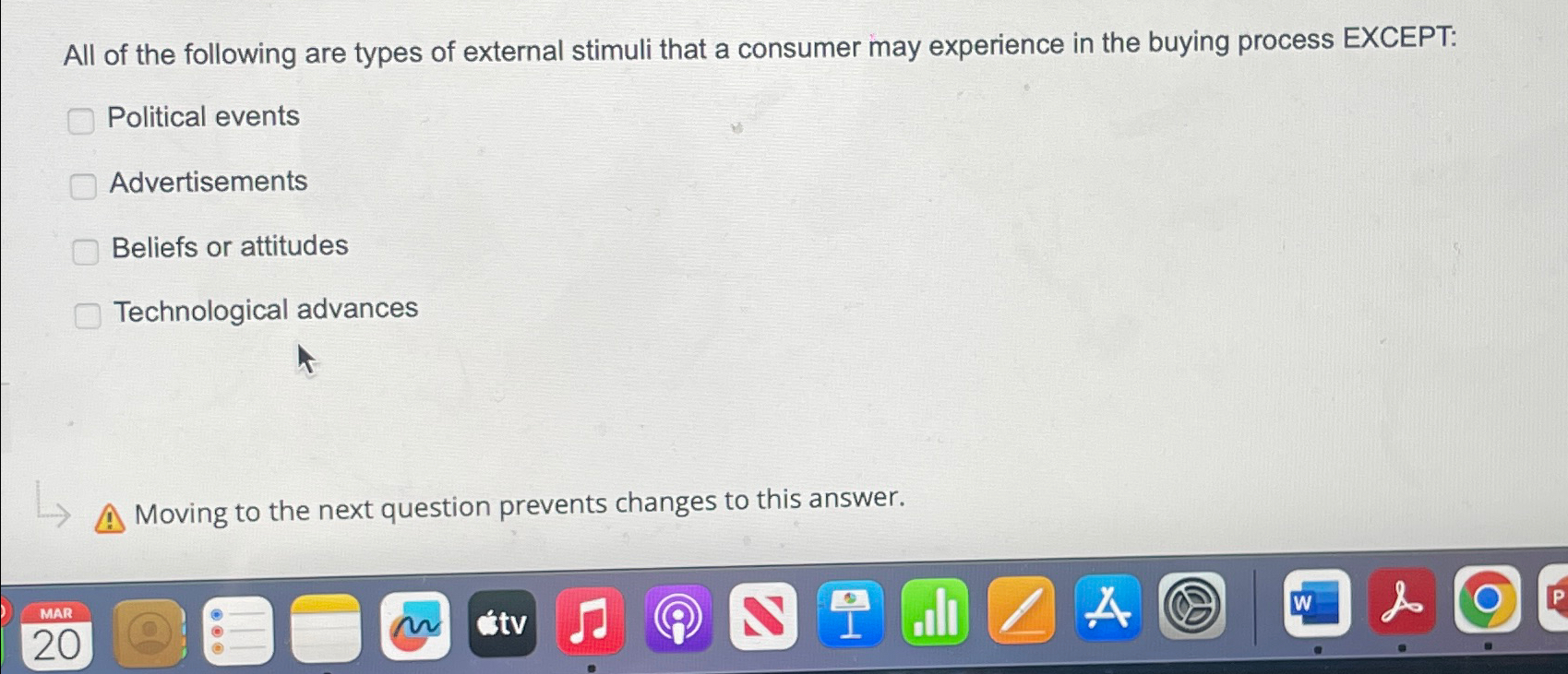 Solved All of the following are types of external stimuli | Chegg.com