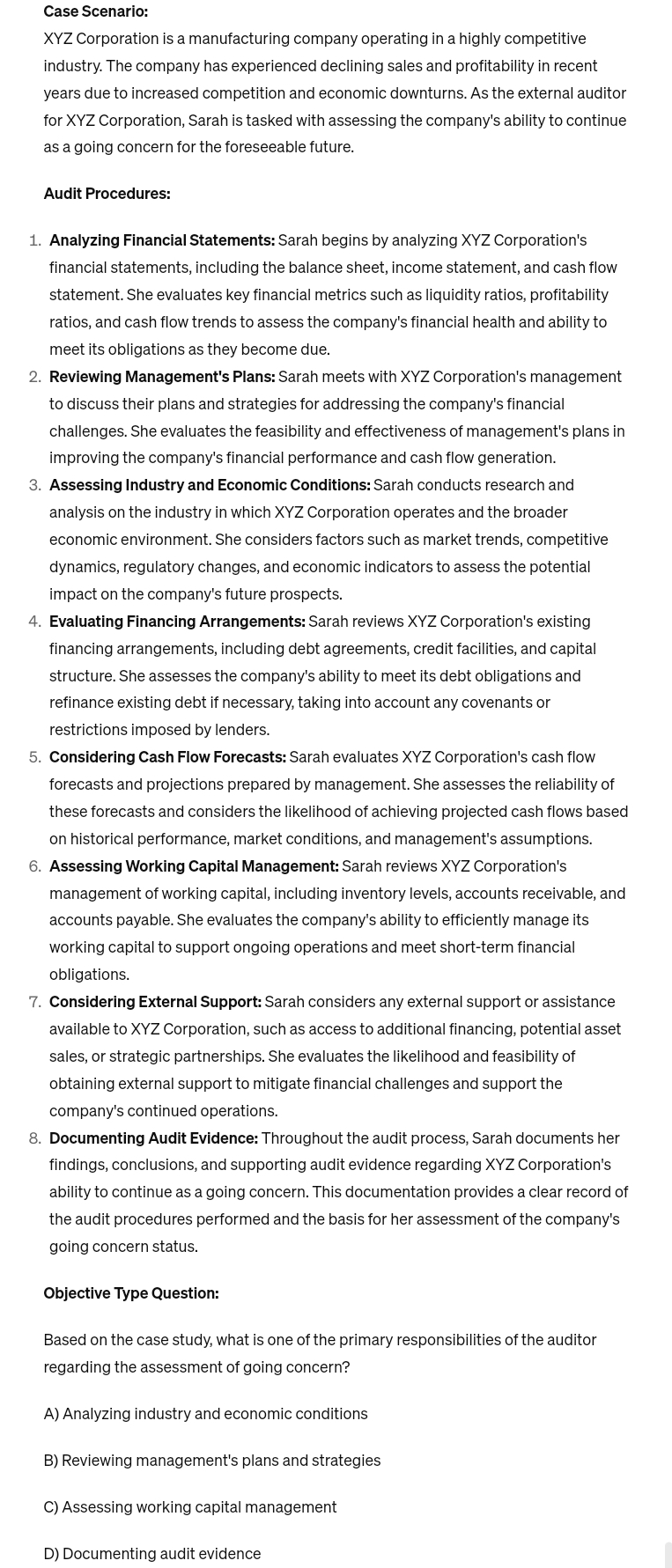 Solved Case Scenario:XYZ Corporation is a manufacturing | Chegg.com