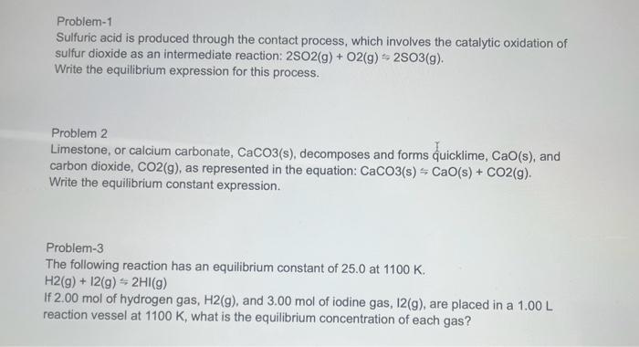 Solved Problem-1 Sulfuric acid is produced through the | Chegg.com