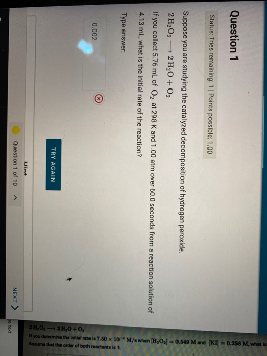 Solved Question 1 Status: Tries remaining: 1. Points | Chegg.com