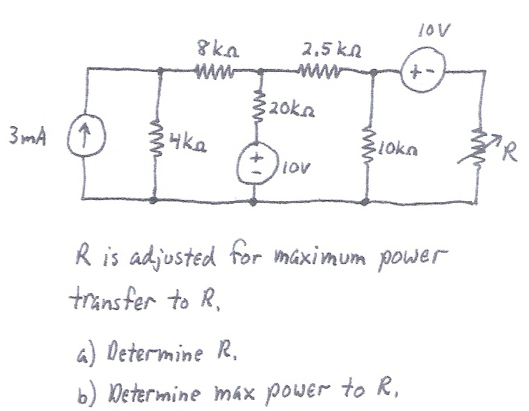 Solved R is adjusted for maximum power transfer to R. | Chegg.com
