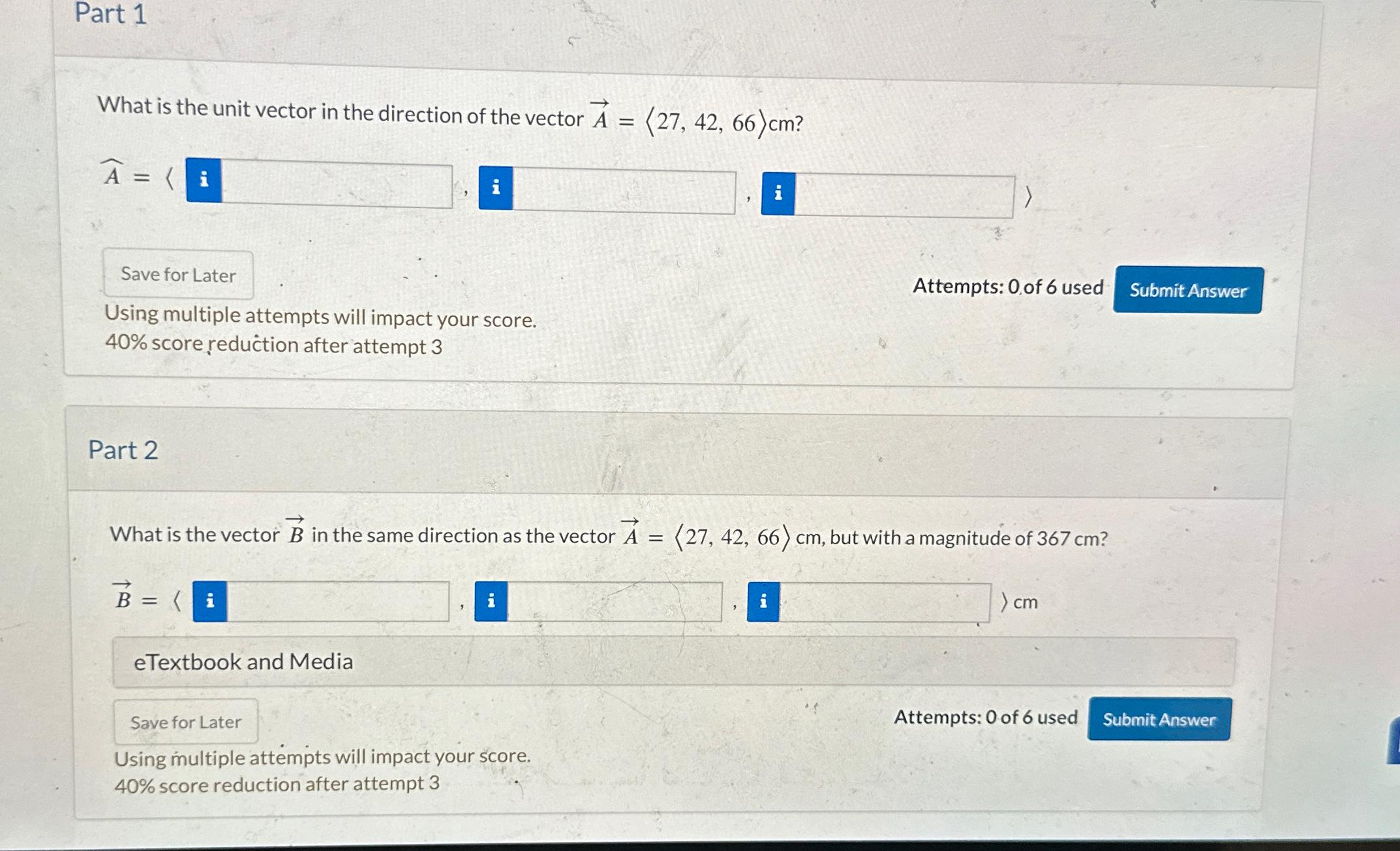 Solved Part 1What is the unit vector in the direction of the | Chegg.com