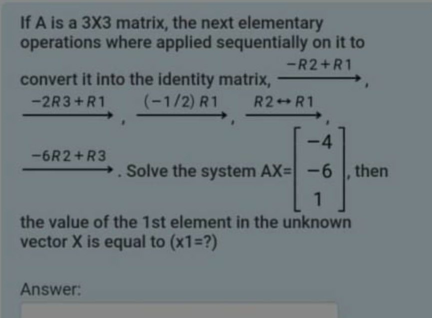 Solved If A is a 3x3 matrix, the next elementary operations | Chegg.com