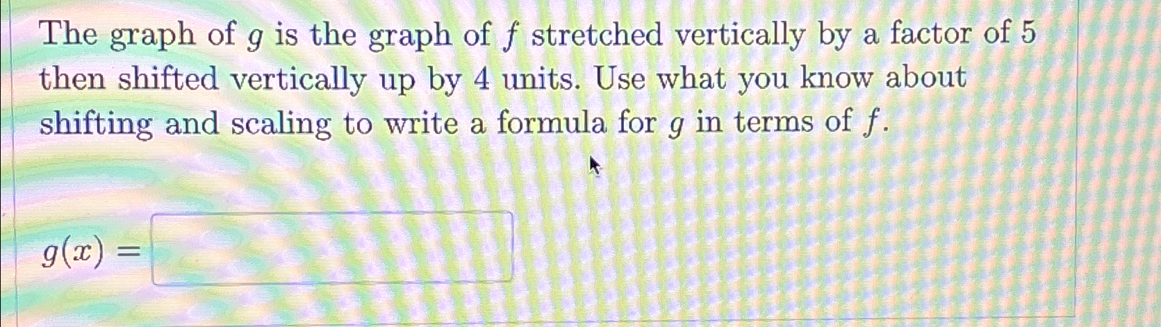 Solved The graph of g ﻿is the graph of f ﻿stretched | Chegg.com