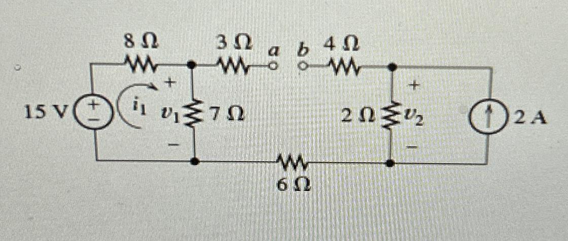 Solved V2= 4 ﻿VFind V1 ﻿and Vab | Chegg.com
