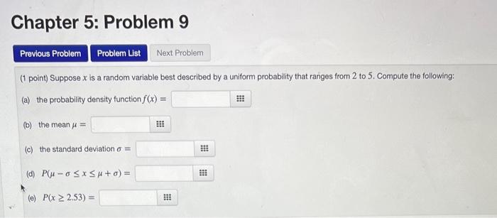 Solved (1 point) Suppose x is a random variable best | Chegg.com