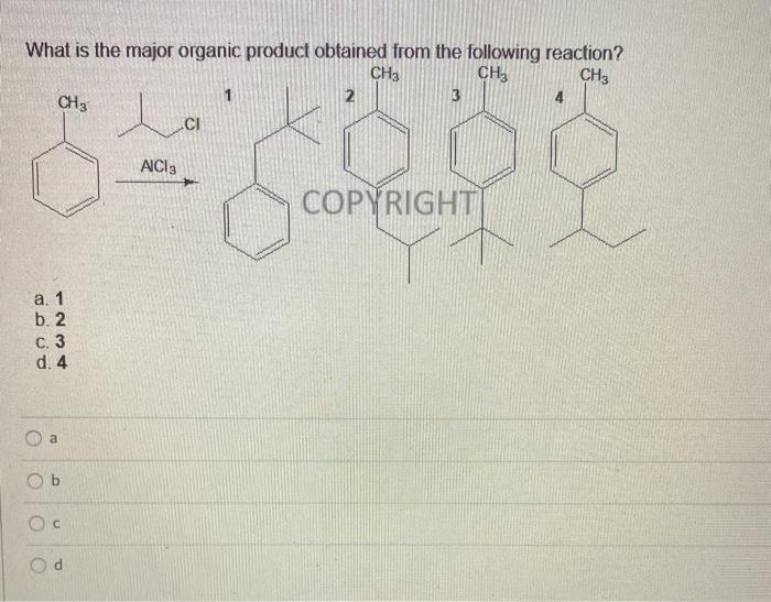 Solved What is the major organic product obtained from the | Chegg.com