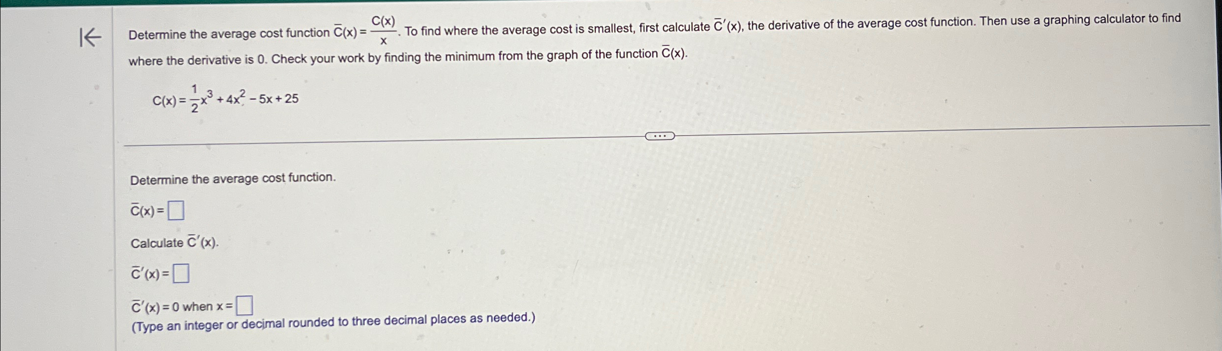 Solved Determine The Average Cost Function