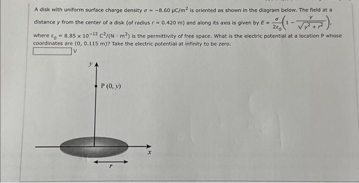 Solved A disk with uniform surface charge density | Chegg.com