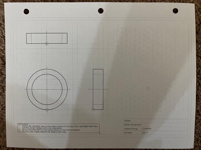 [Solved]: -Draw the top, front, and side views of ORTHO-17.