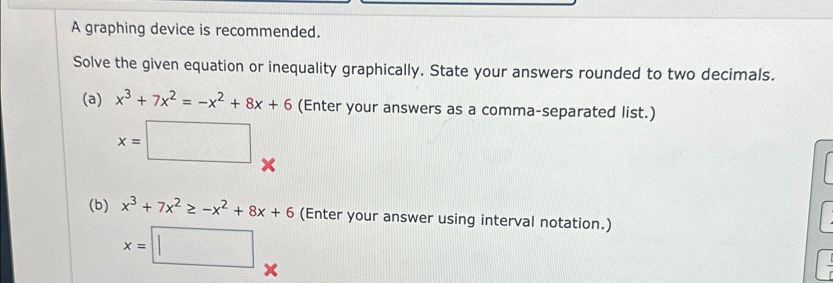 Solved A graphing device is recommended.Solve the given | Chegg.com
