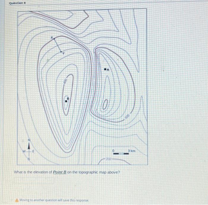 What is the elevation of Point B on the topographic | Chegg.com